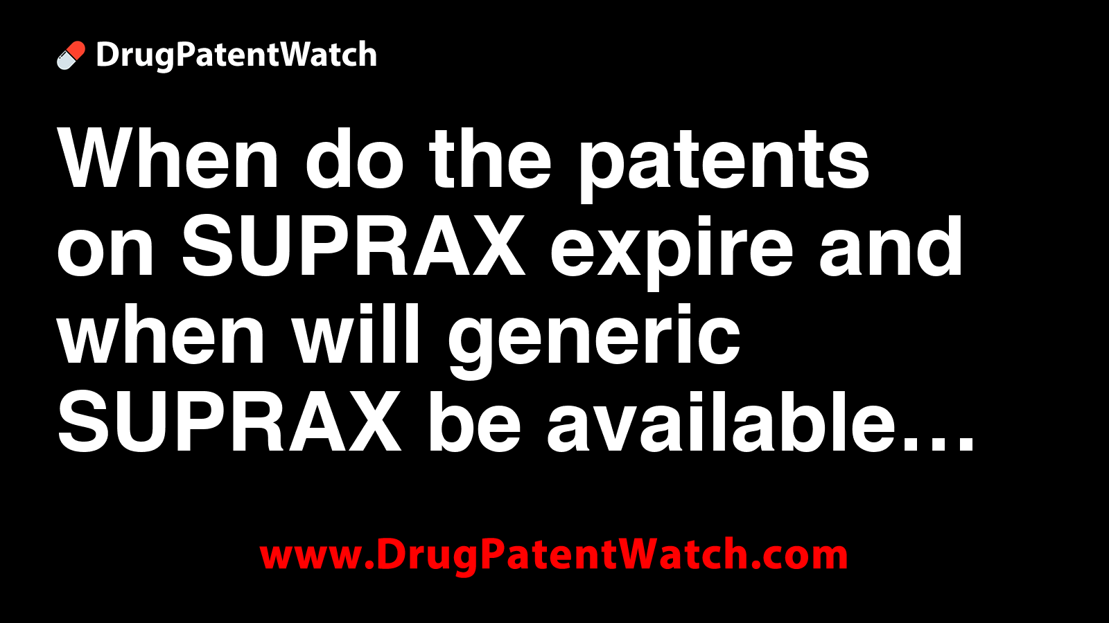 When do the patents on SUPRAX expire, and when will generic SUPRAX be ...